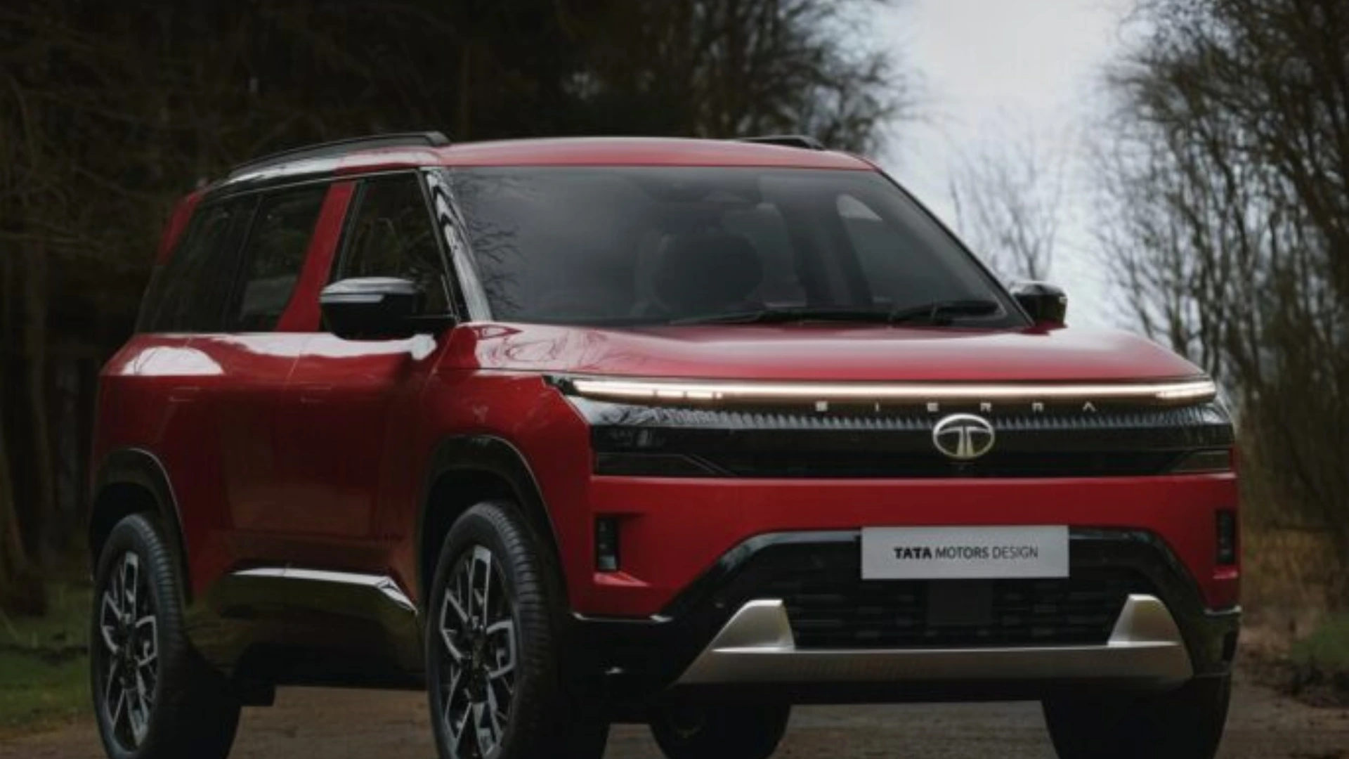 Tata Sierra Red Colour Teased With Three Screen Dashboard Confirmed ...